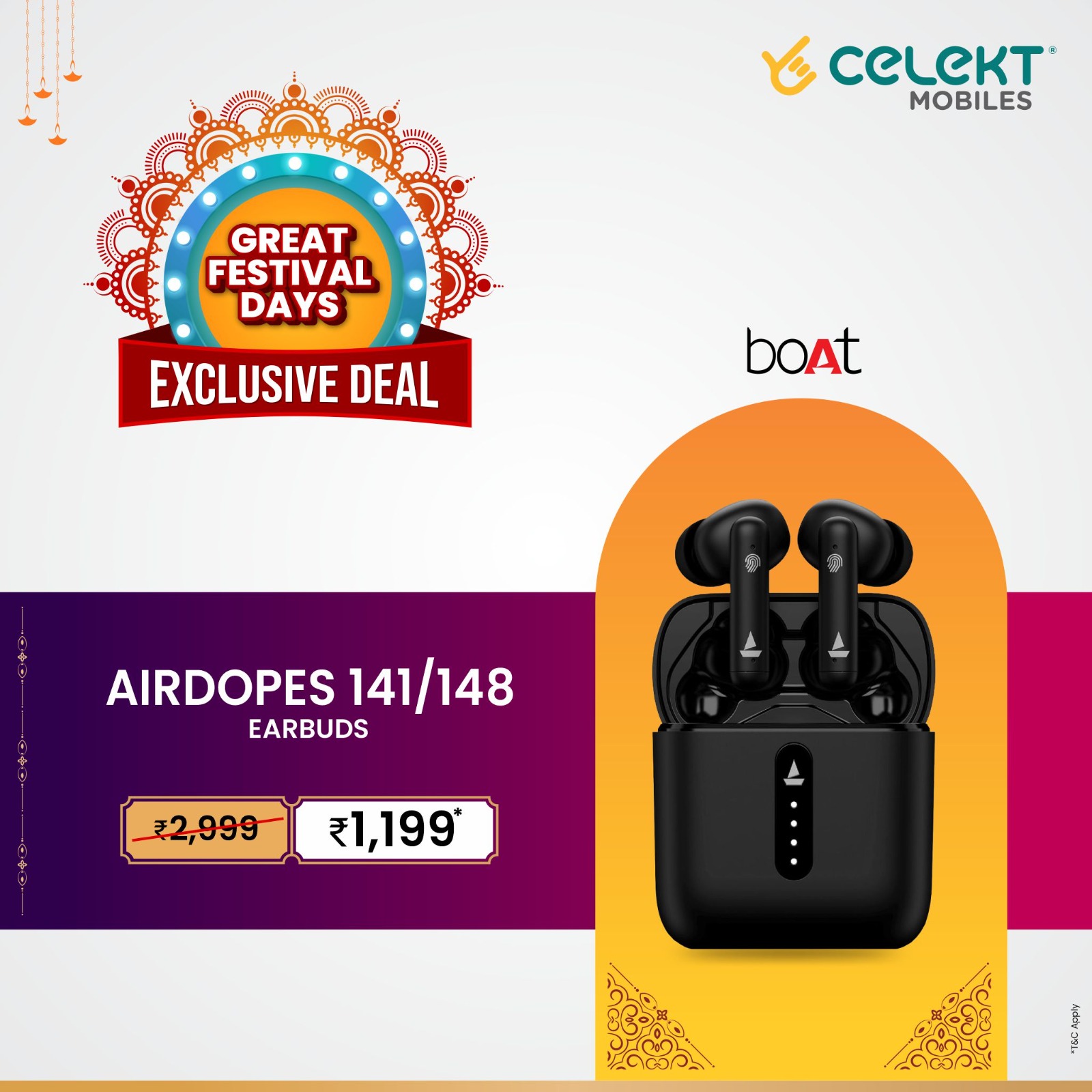 Buy BoAt Airdopes 141/148 Earbuds at Celekt Mobiles